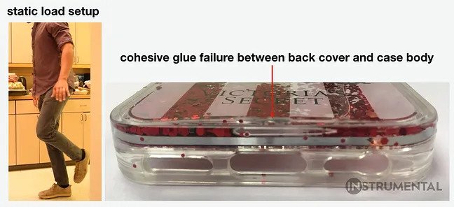 Glitter iPhone case leaks caused by glue process issues - Instrumental